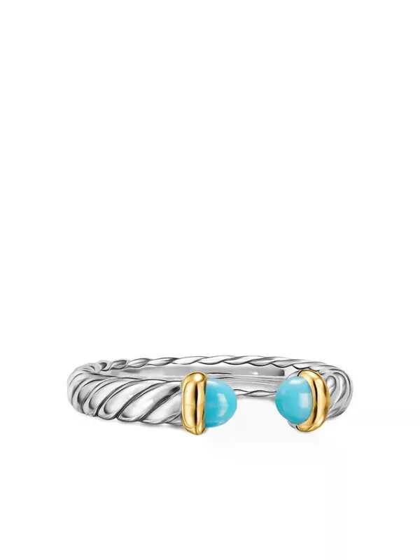 David Yurman Petite Cable Turquoise Ring - Silver