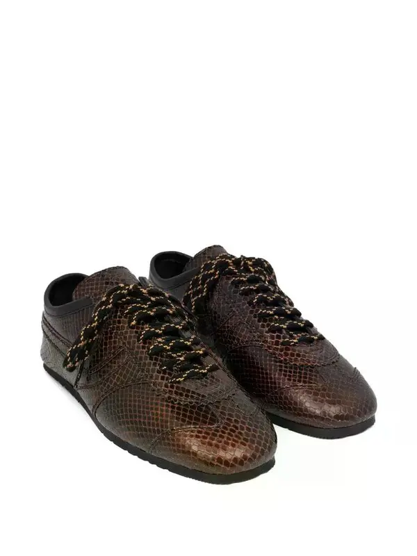 Dries Van Noten Snakeskin Effect Leather Sneakers - Brown