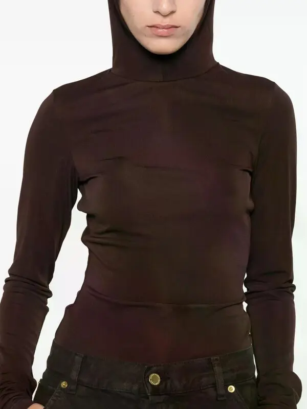 DARKPARK Long Sleeve Hooded Top - Brown