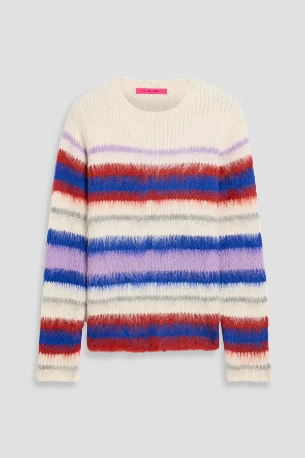 THE ELDER STATESMAN Thistle Vineyard Striped Alpaca-blend Sweater