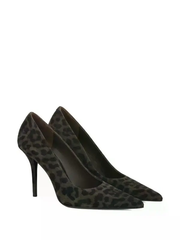 POTAMY 105mm Leopard-print Suede Pointed Toe Heeled Pumps