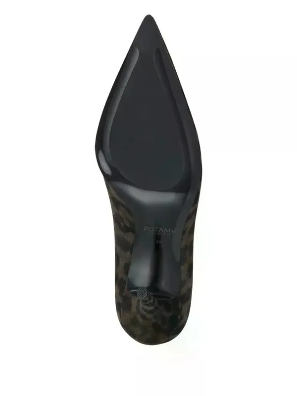 POTAMY 105mm Leopard-print Suede Pointed Toe Heeled Pumps