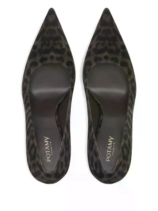 POTAMY 105mm Leopard-print Suede Pointed Toe Heeled Pumps