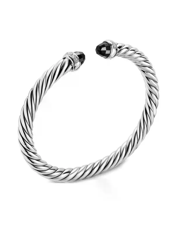 David Yurman Sterling Onyx And Diamond Cable Flex® Cuff Bracelet