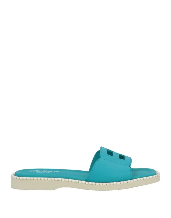 Hogan Leather Flat Sandals - Blue