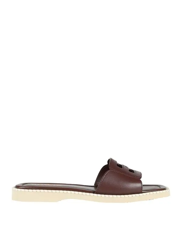 Hogan Leather Flat Sandals - Brown