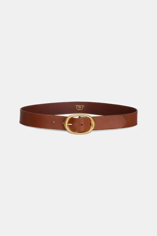 TWP Wide Leather Belt - Cognac