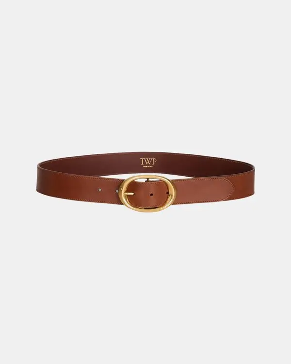 TWP Wide Leather Belt - Cognac