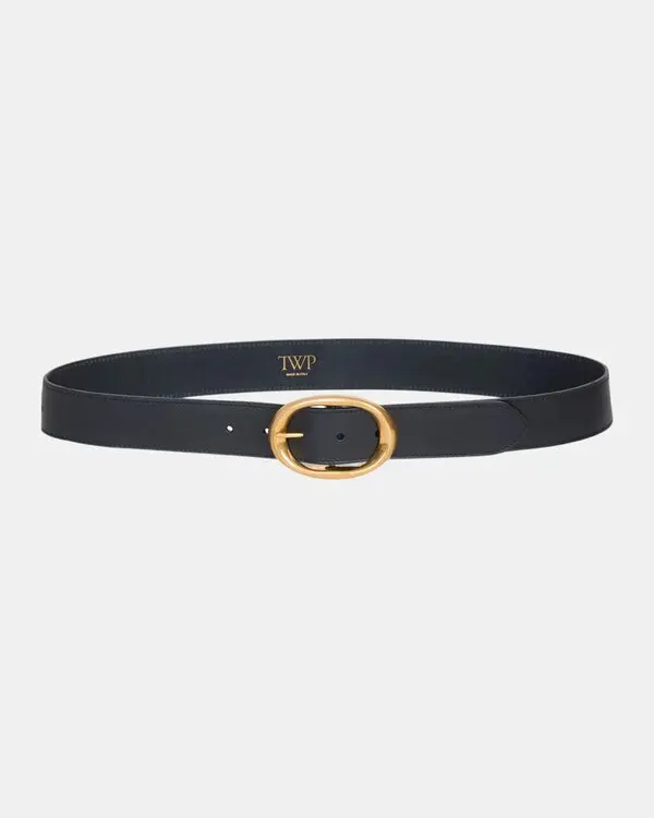 TWP Wide Leather Belt - Midnight