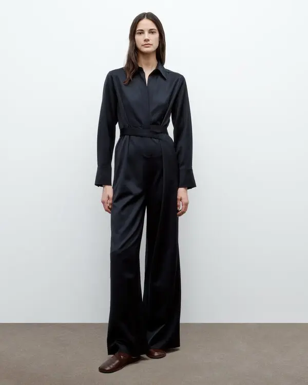 TWP Satin Faced Wool Suiting Jumpsuit