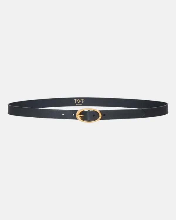 TWP Narrow Leather Belt - Midnight