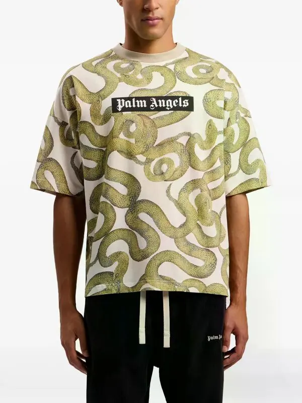 Palm Angels Snake-pattern Logo T-shirt
