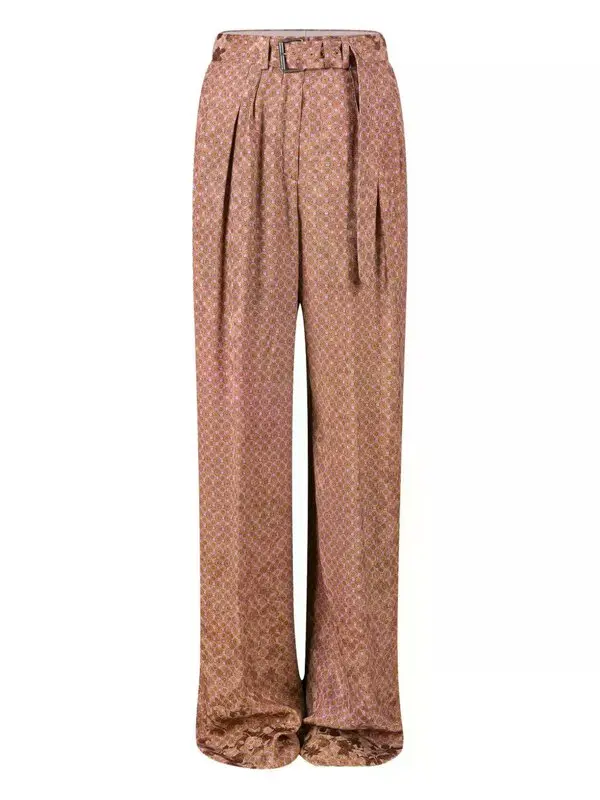 Dries Van Noten Belted Jacquard Trousers - Orange
