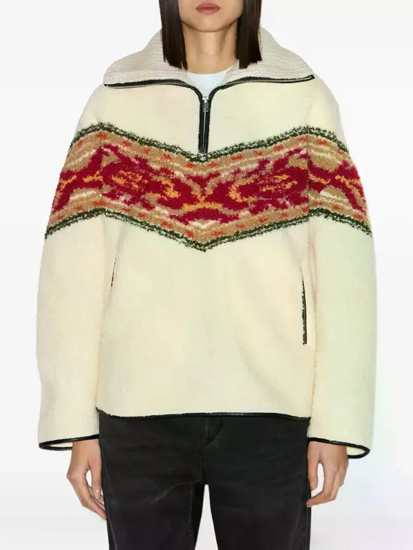 MARANT ETOILE Marner Graphic-stripe Fleece Sweater - Neutrals