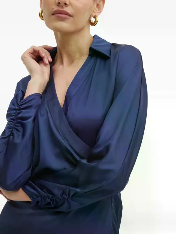 Guess Collared-neckline Mini Wrap Dress