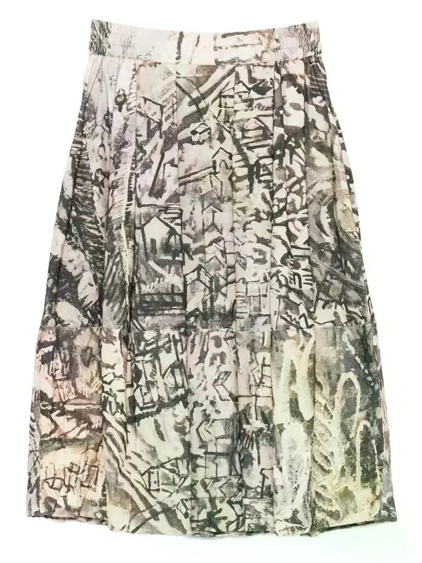 TALKING WALLS Corduroy Printed Midi Skirt
