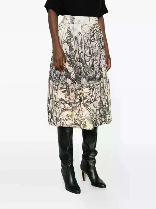 TALKING WALLS Corduroy Printed Midi Skirt