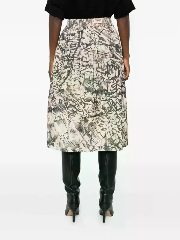 TALKING WALLS Corduroy Printed Midi Skirt