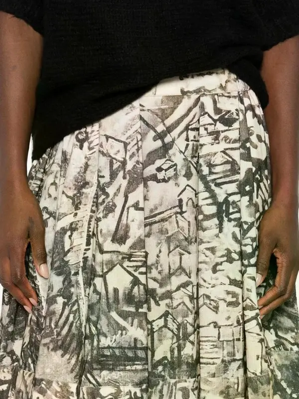 TALKING WALLS Corduroy Printed Midi Skirt