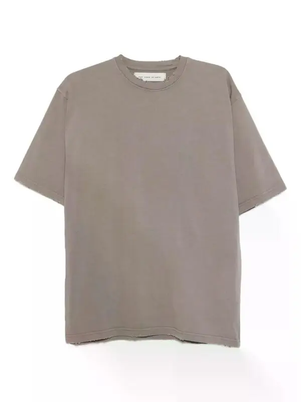 STAY HUMAN ON EARTH Frayed T-shirt - Neutrals