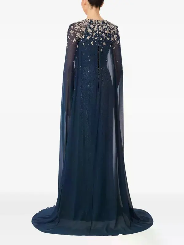 Jenny Packham Star-embellished Cape-design Maxi Dress