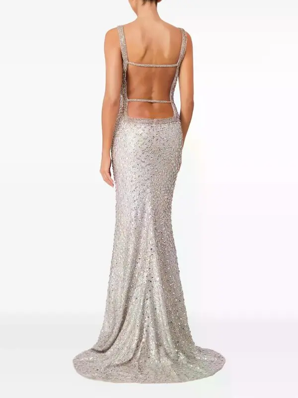 Jenny Packham Sequin-embellished Open-back Maxi Dress - Grey