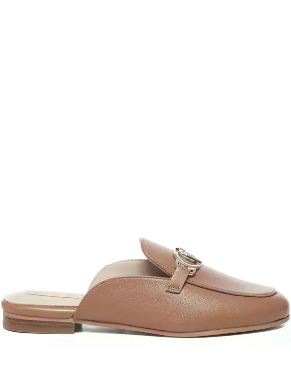 Liu Jo Leather Flat Mules With Logo Detail