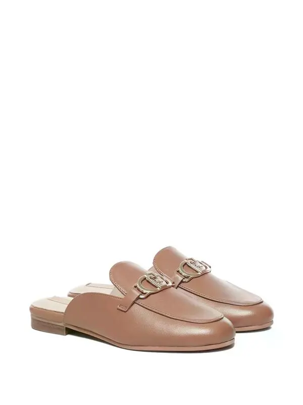 Liu Jo Leather Flat Mules With Logo Detail