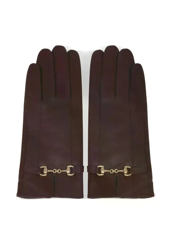 POTAMY Horsebit Leather Gloves - Red