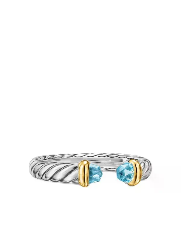 David Yurman Petite Cable Topaz Ring - Silver