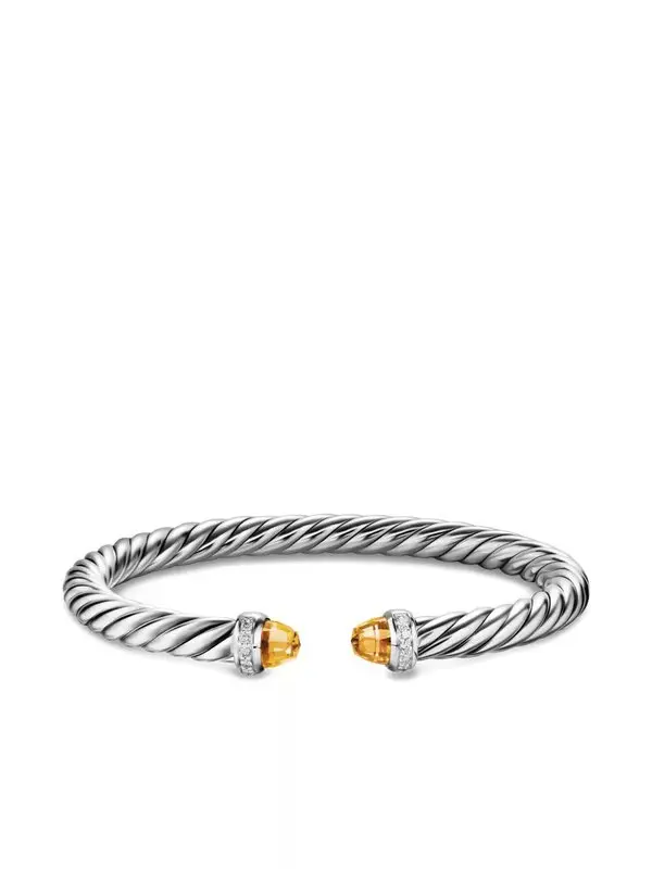 David Yurman Sterling Cable Flex Citrine And Diamond Bracelet - Silver