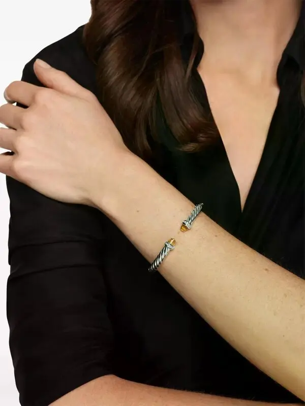 David Yurman Sterling Cable Flex Citrine And Diamond Bracelet