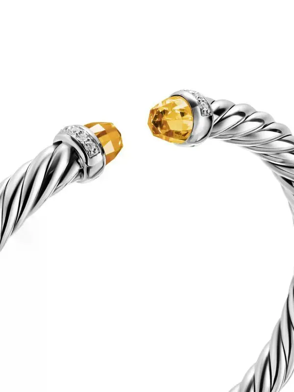 David Yurman Sterling Cable Flex Citrine And Diamond Bracelet