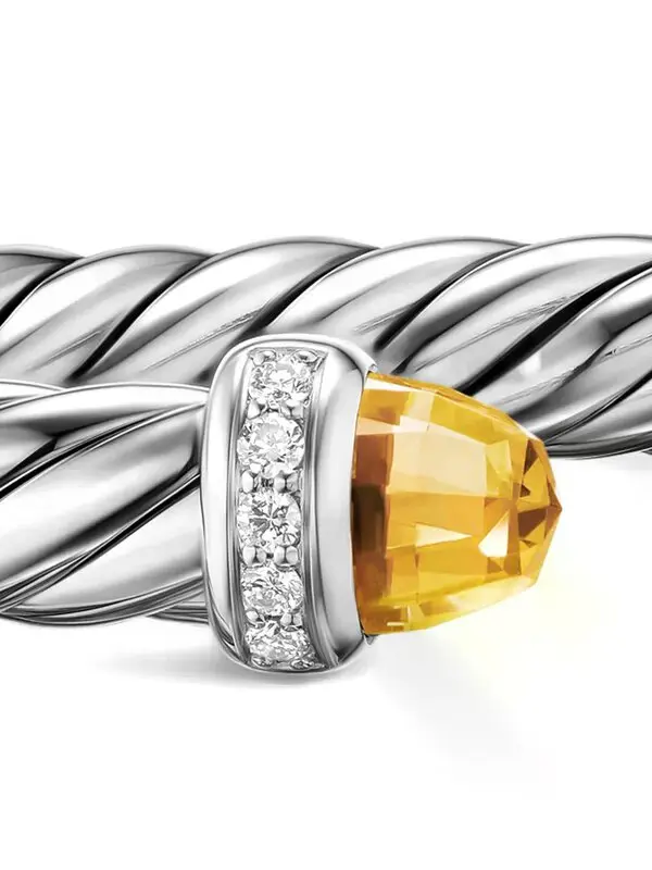 David Yurman Sterling Cable Flex Citrine And Diamond Bracelet