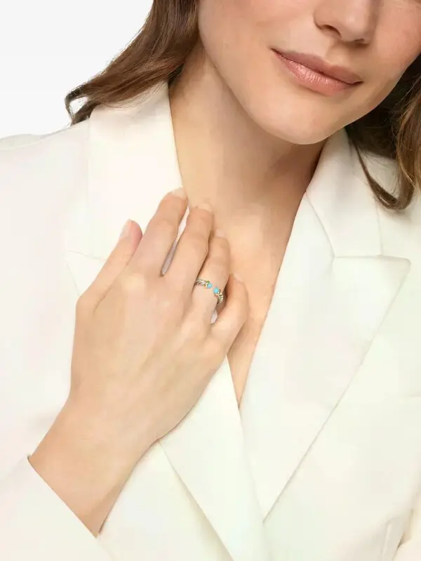 David Yurman Petite Cable Turquoise Ring - Silver