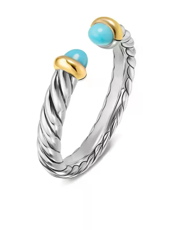 David Yurman Petite Cable Turquoise Ring - Silver