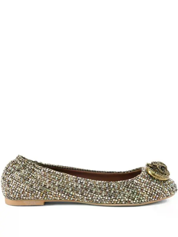 Kurt Geiger Crystal Embellished Ballerina Flats - Gold