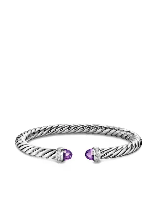 David Yurman Sterling Cable Flex Bracelet With Amethyst And Diamonds - Silver