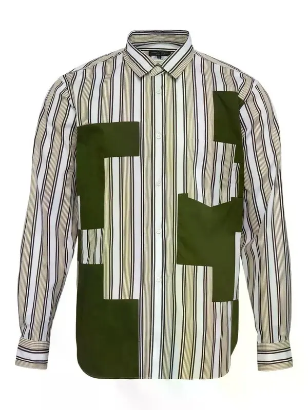 Comme Des Garçons Striped Patchwork Shirt - White