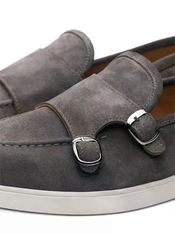 POCHE PARIS Buckle Strap Monk Shoes - Grey