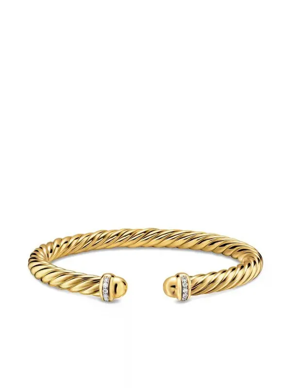 David Yurman 18k Yellow Diamond Cable Bracelet - Gold