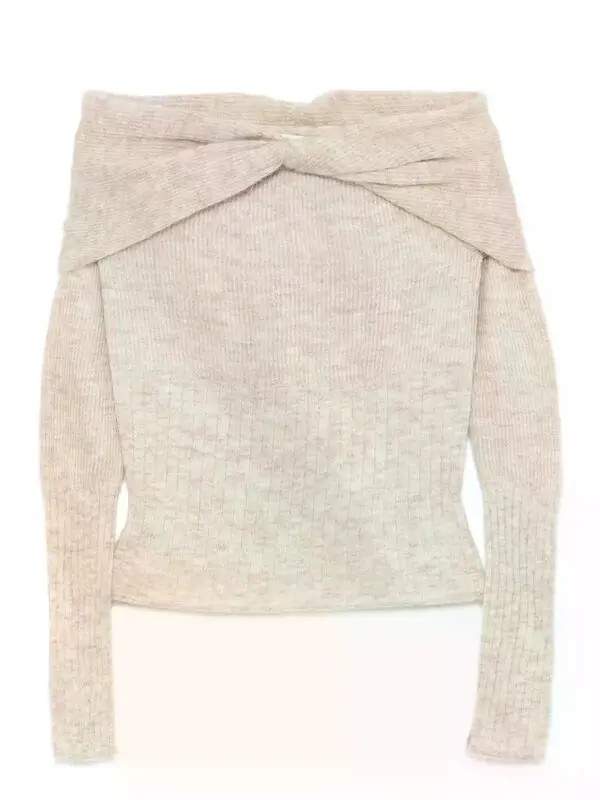 REFORMATION Twist Neckline Sweater - Neutrals