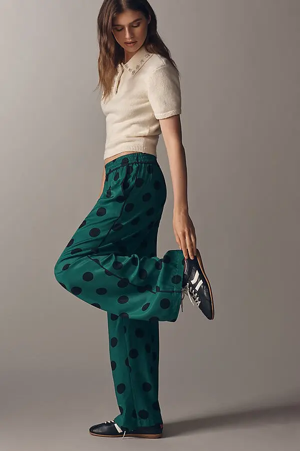 Maeve Printed Wide-leg Pull-on Pants