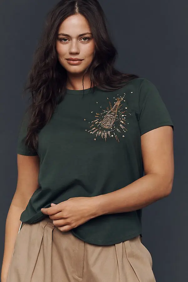 PILCRO The Bennie Embroidered T-shirt - Green