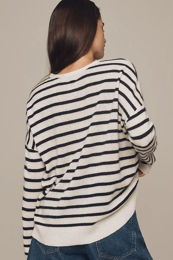 Maeve Relaxed Cashmere Sweater - Black & White Stripe