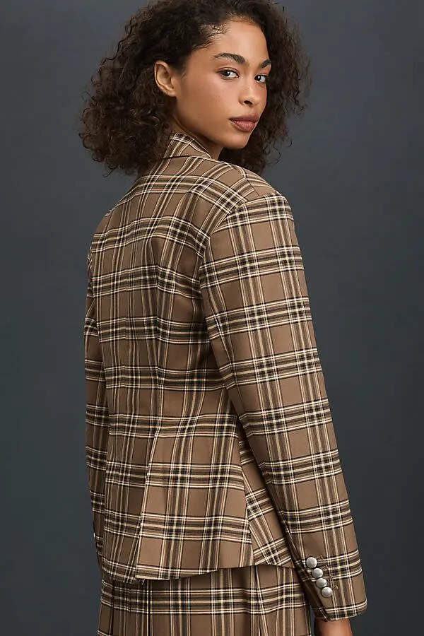 ROWING BLAZERS Plaid Pleated Blazer Jacket