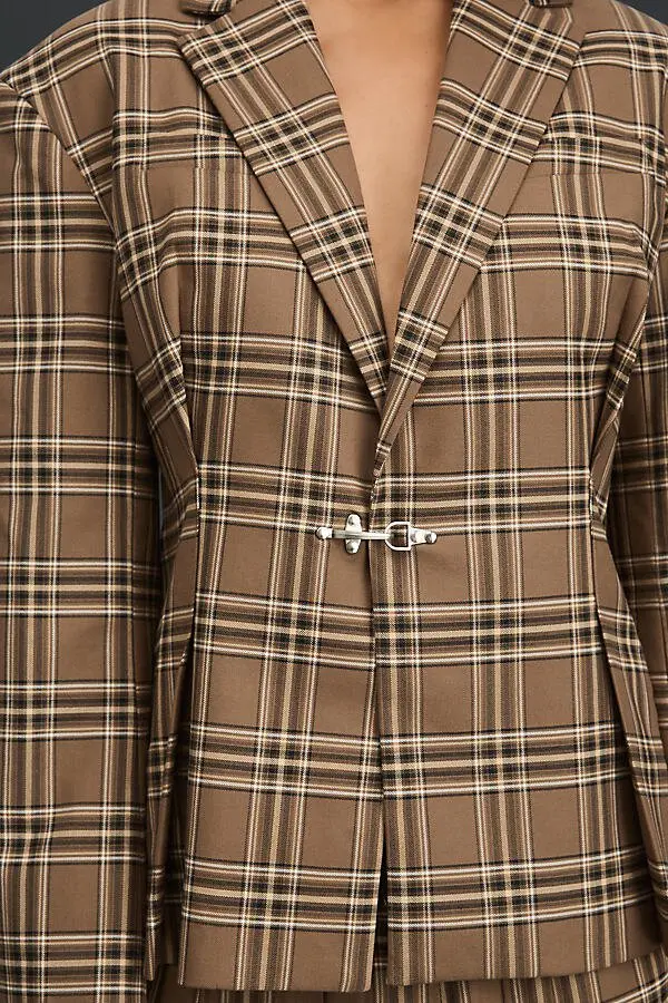 ROWING BLAZERS Plaid Pleated Blazer Jacket