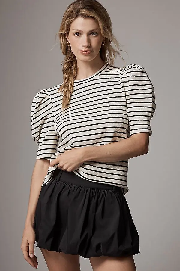 English Factory Puff-sleeve Striped Top