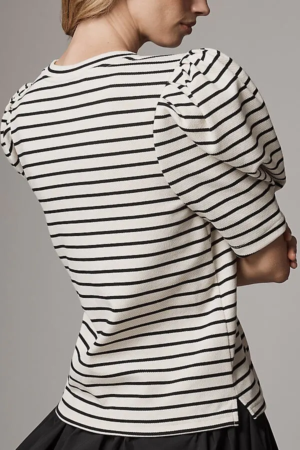 English Factory Puff-sleeve Striped Top