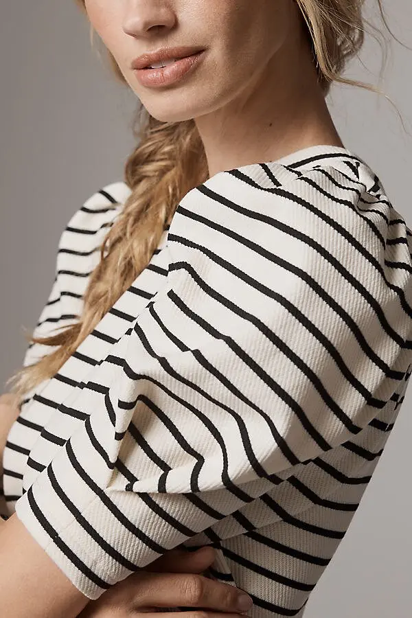 English Factory Puff-sleeve Striped Top